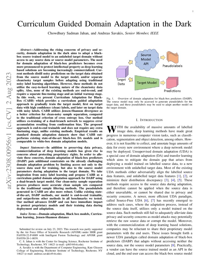 Curriculum Guided Domain Adaptation in the Dark | DeepAI