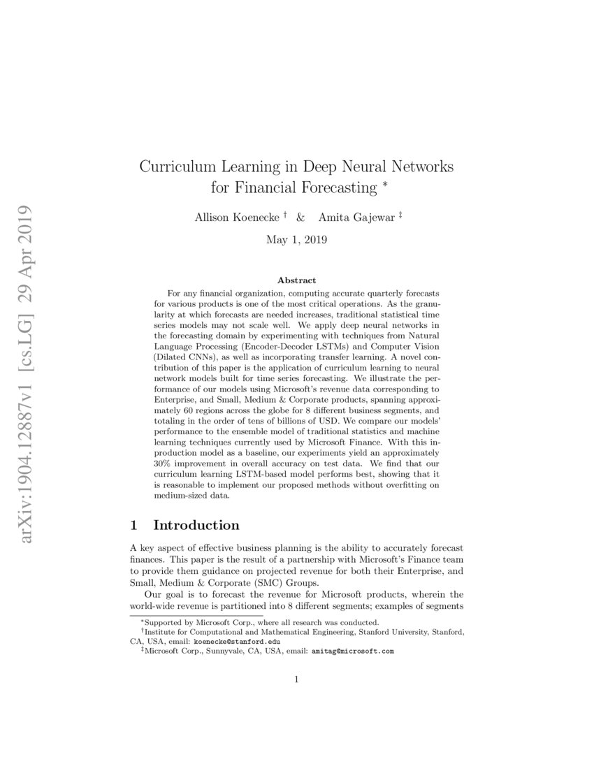Curriculum Learning in Deep Neural Networks for Financial Forecasting ...