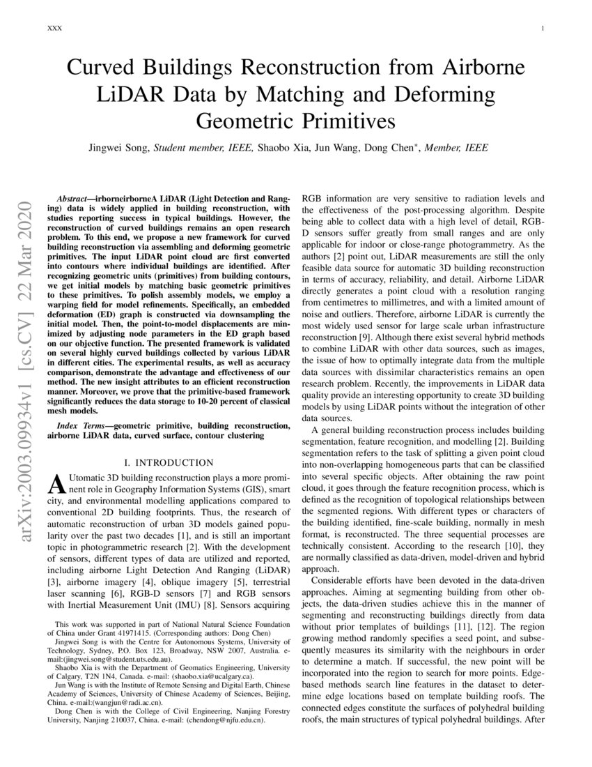 Curved Buildings Reconstruction From Airborne Lidar Data By Matching And Deforming Geometric