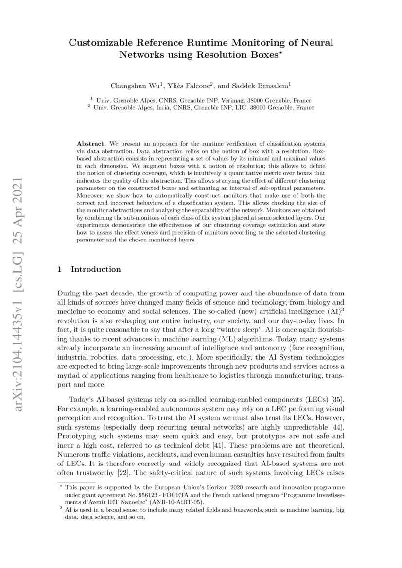 Customizable Reference Runtime Monitoring of Neural Networks using Resolution Boxes | DeepAI