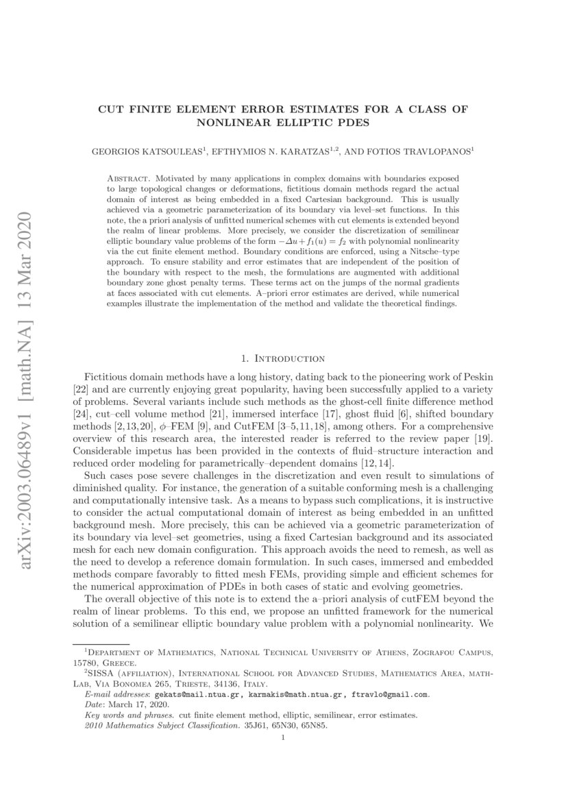 Cut Finite Element Error Estimates For A Class Of Nonlinear Elliptic