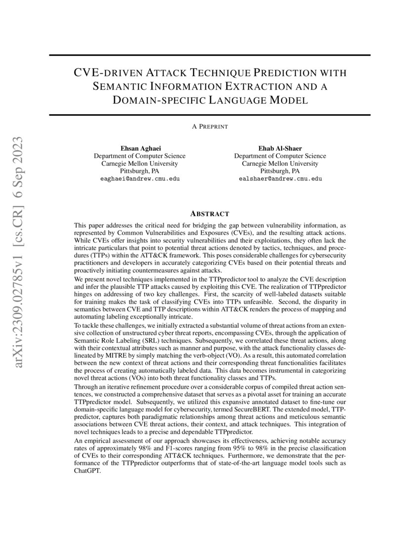 CVE-driven Attack Technique Prediction with Semantic Information Extraction and a Domain ...