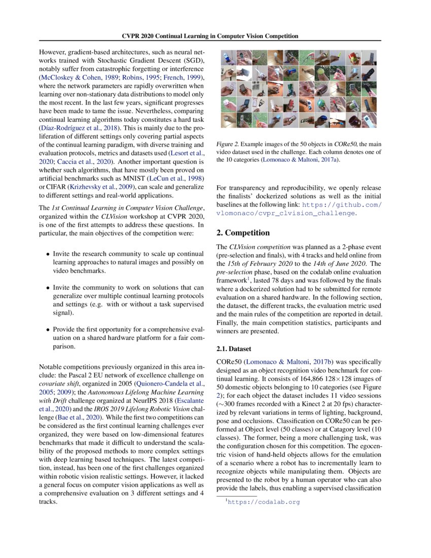 CVPR 2020 Continual Learning in Computer Vision Competition: Approaches ...