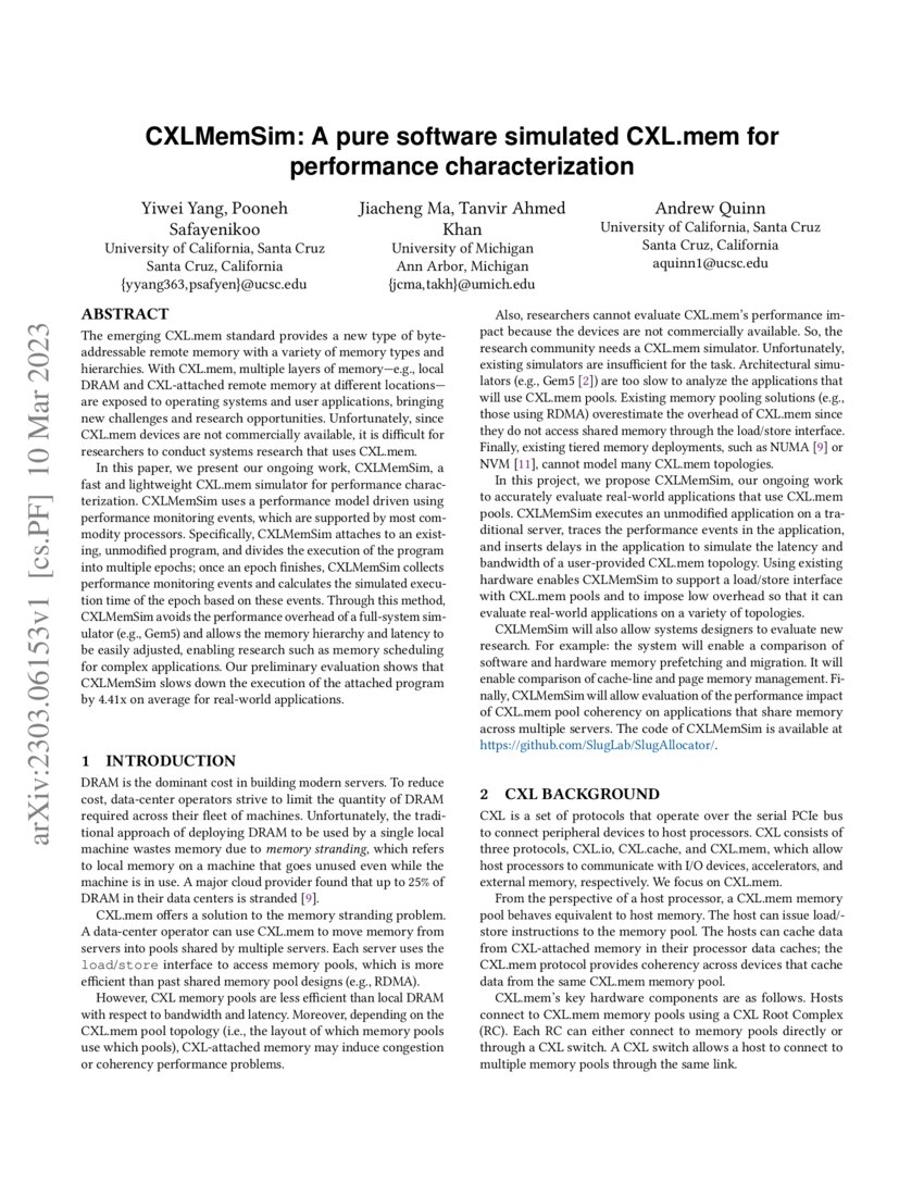 CXLMemSim: A pure software simulated CXL.mem for performance ...