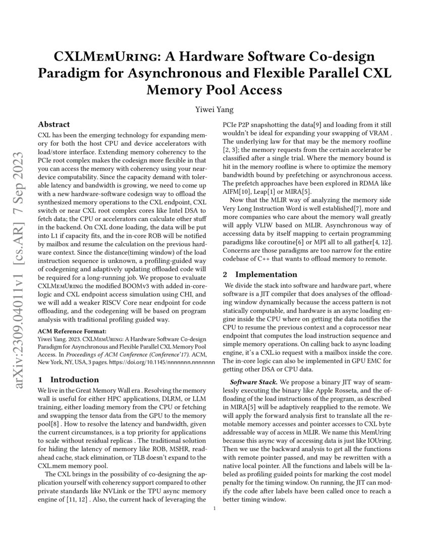 CXLMemUring: A Hardware Software Co-design Paradigm for Asynchronous ...