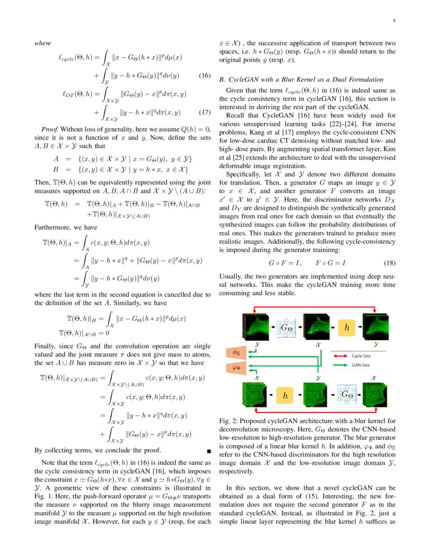 CycleGAN with a Blur Kernel for Deconvolution Microscopy: Optimal ...