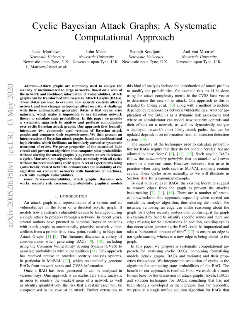 Cyclic Bayesian Attack Graphs: A Systematic Computational Approach | DeepAI