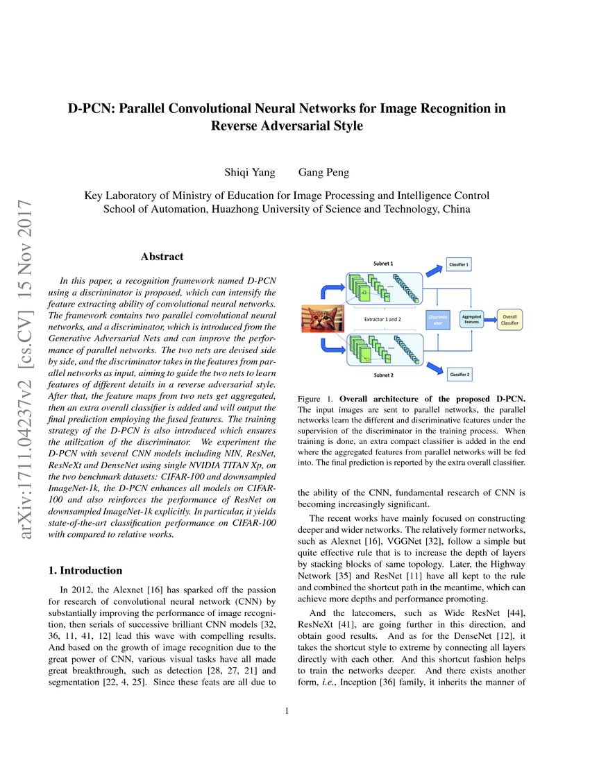 D Pcn Parallel Convolutional Neural Networks For Image Recognition In
