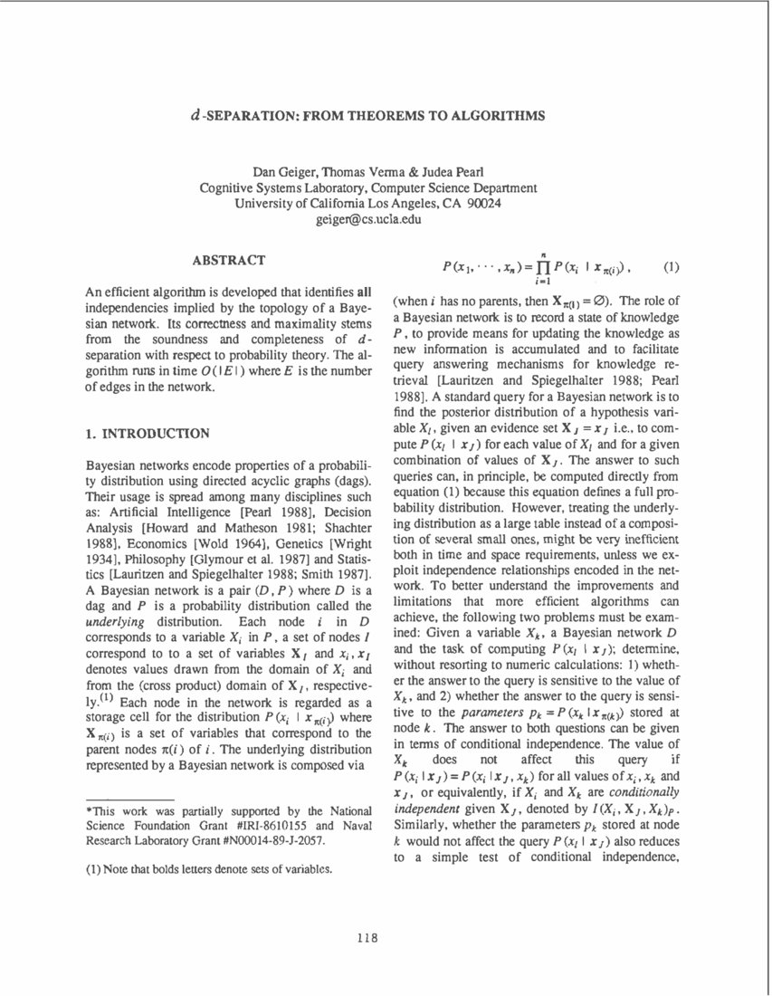 D Separation From Theorems To Algorithms Deepai