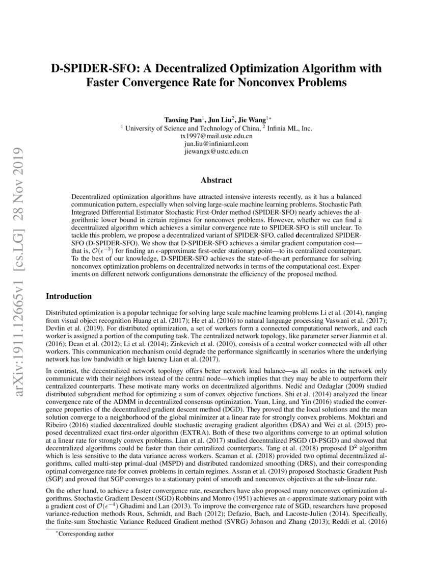 D-SPIDER-SFO: A Decentralized Optimization Algorithm with Faster ...