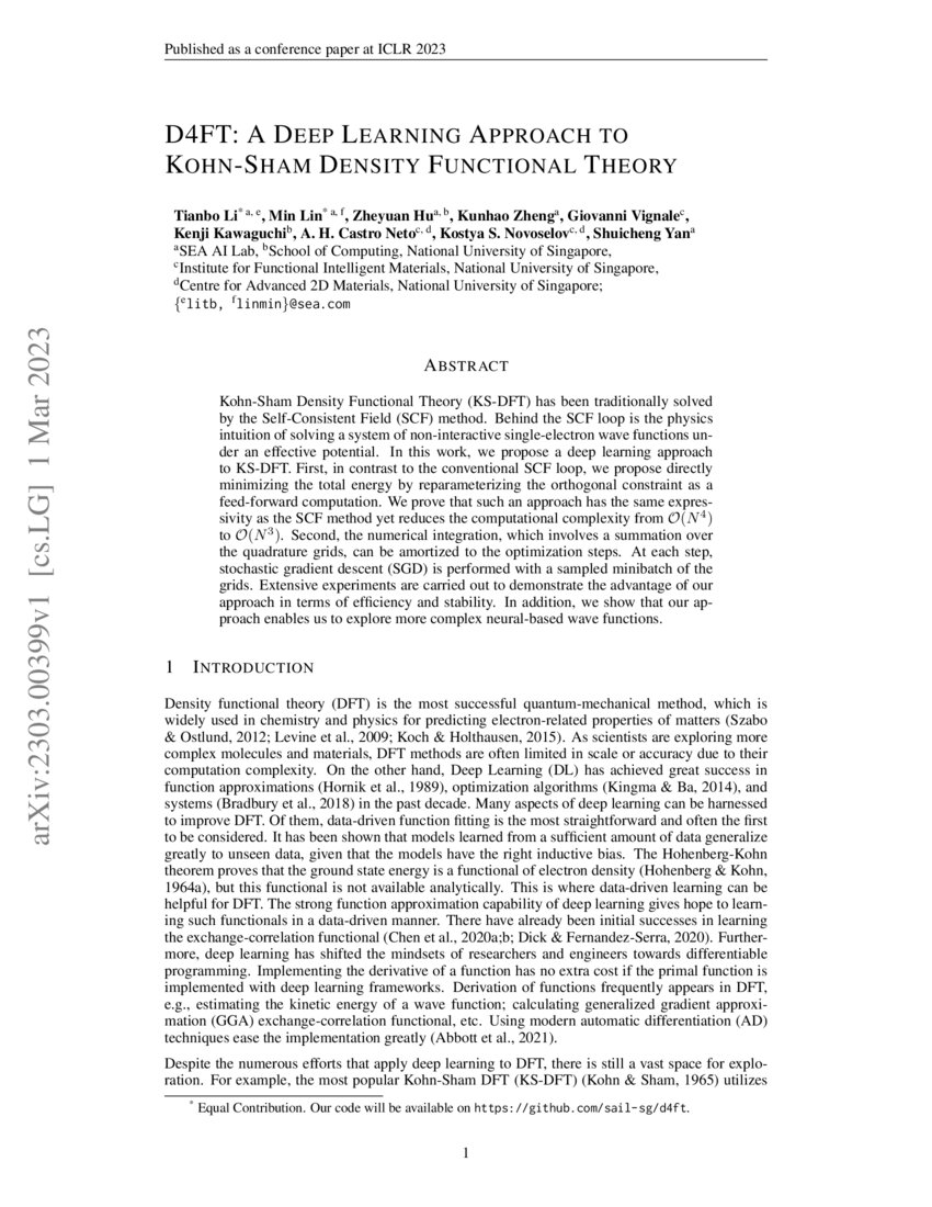 D4ft A Deep Learning Approach To Kohn Sham Density Functional Theory
