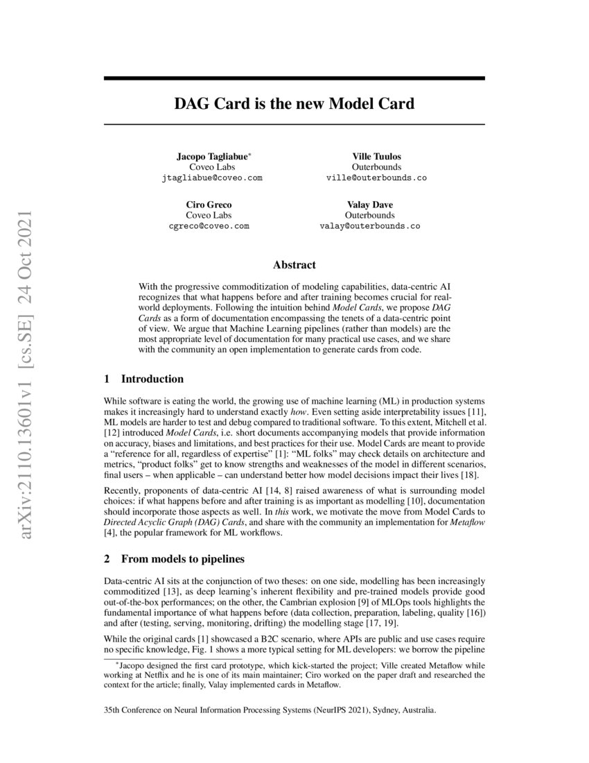 DAG Card is the new Model Card | DeepAI