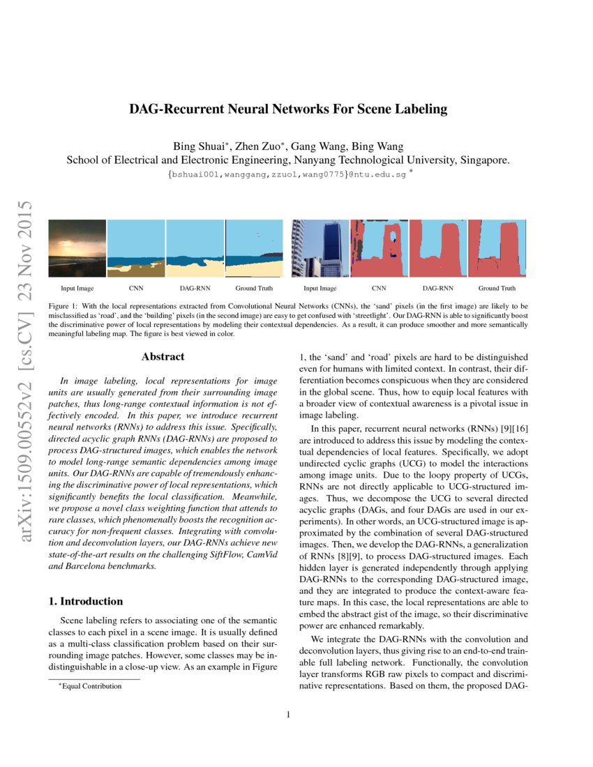 DAG-Recurrent Neural Networks For Scene Labeling | DeepAI