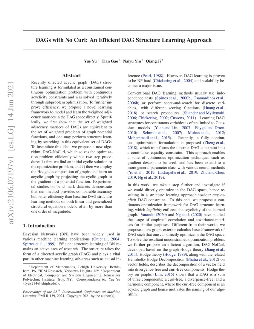 DAGs with No Curl: An Efficient DAG Structure Learning Approach | DeepAI