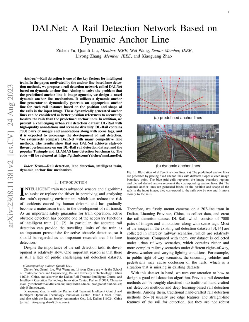 DALNet: A Rail Detection Network Based on Dynamic Anchor Line | DeepAI