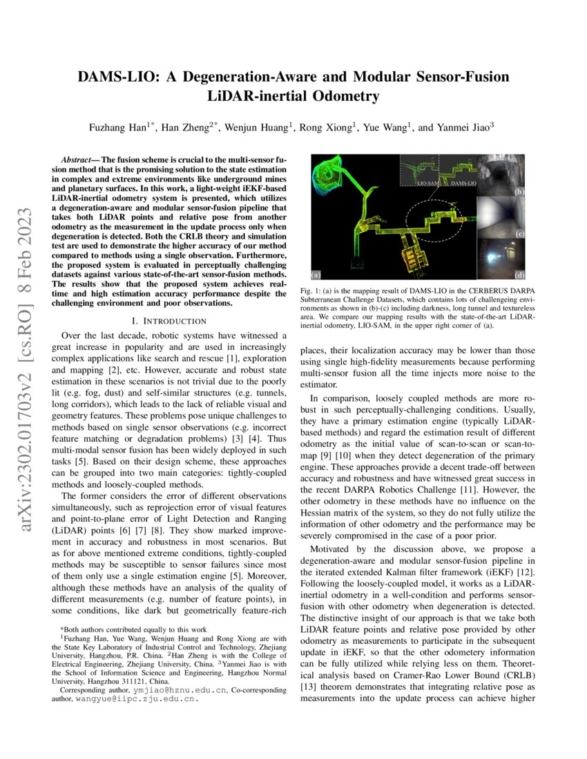 Dams Lio A Degeneration Aware And Modular Sensor Fusion Lidar Inertial