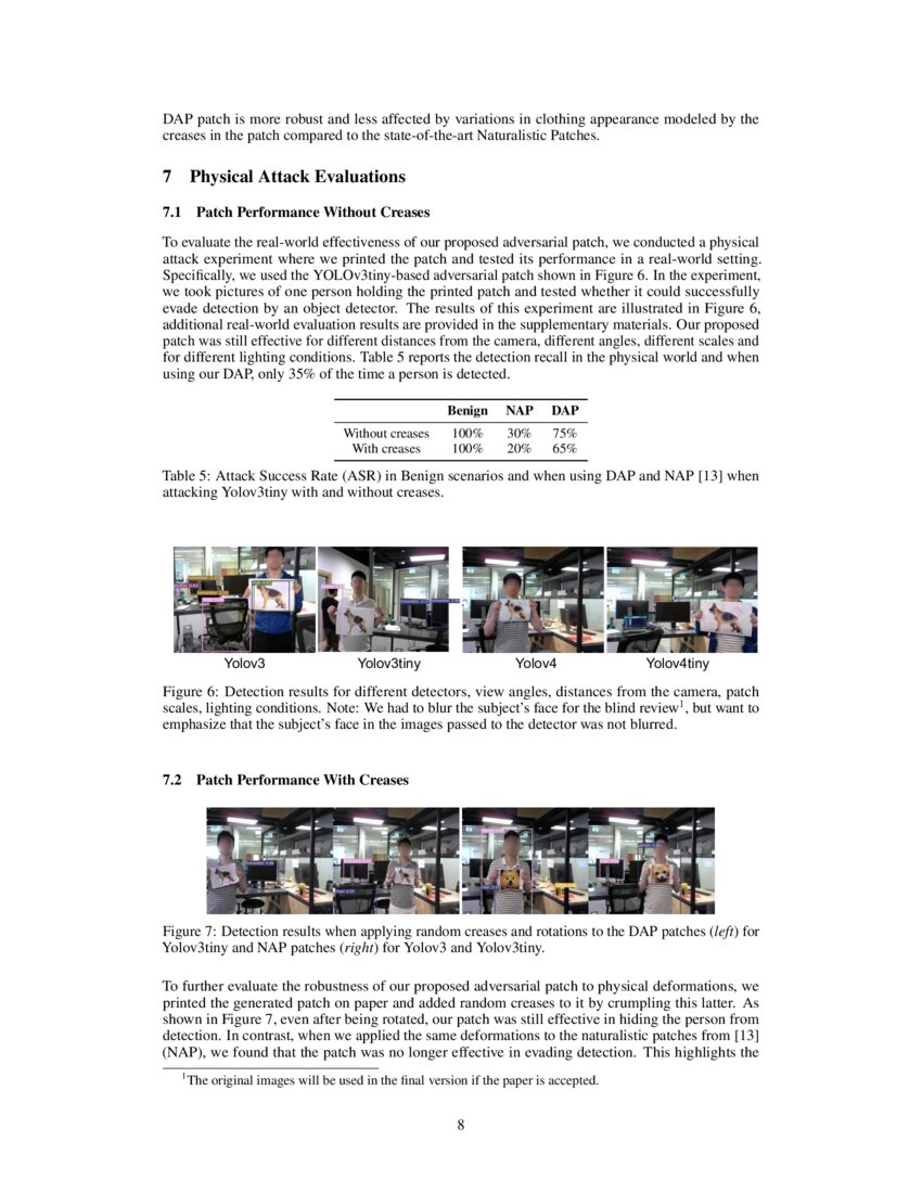 DAP: A Dynamic Adversarial Patch for Evading Person Detectors | DeepAI