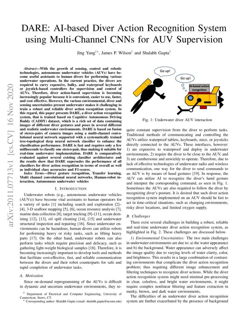 DARE: AI-based Diver Action Recognition System using Multi-Channel CNNs ...
