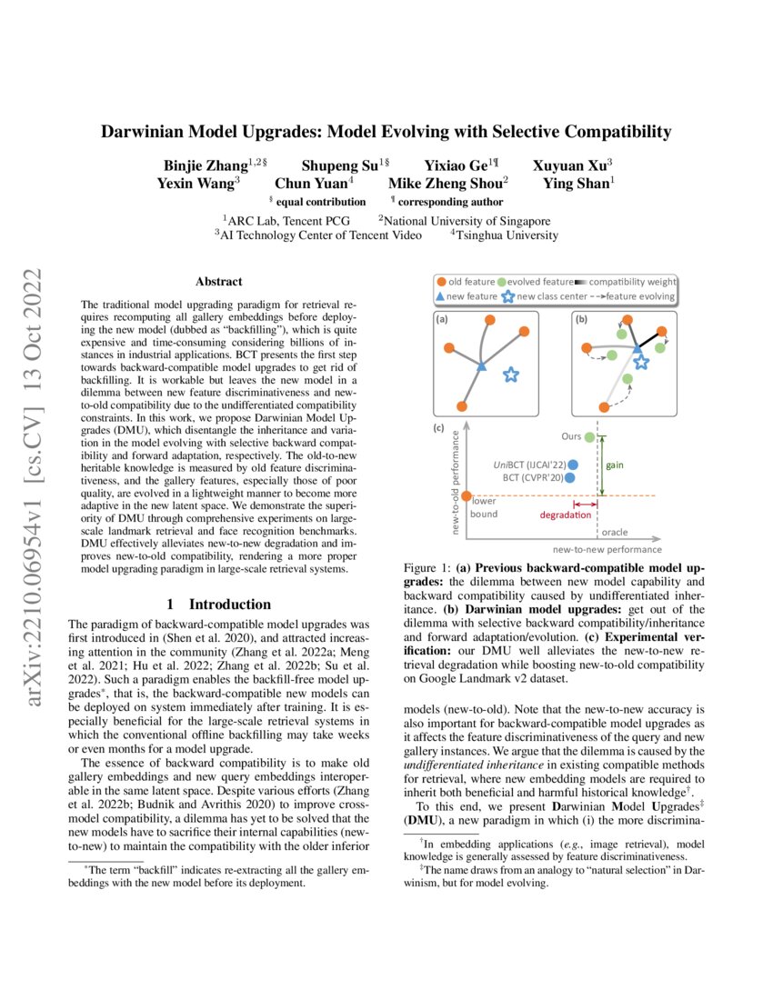 Darwinian Model Upgrades Model Evolving With Selective Compatibility