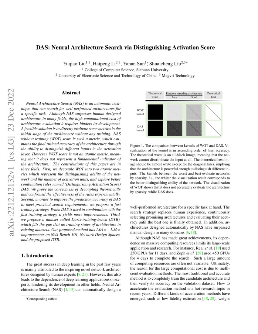 Das Neural Architecture Search Via Distinguishing Activation Score Deepai