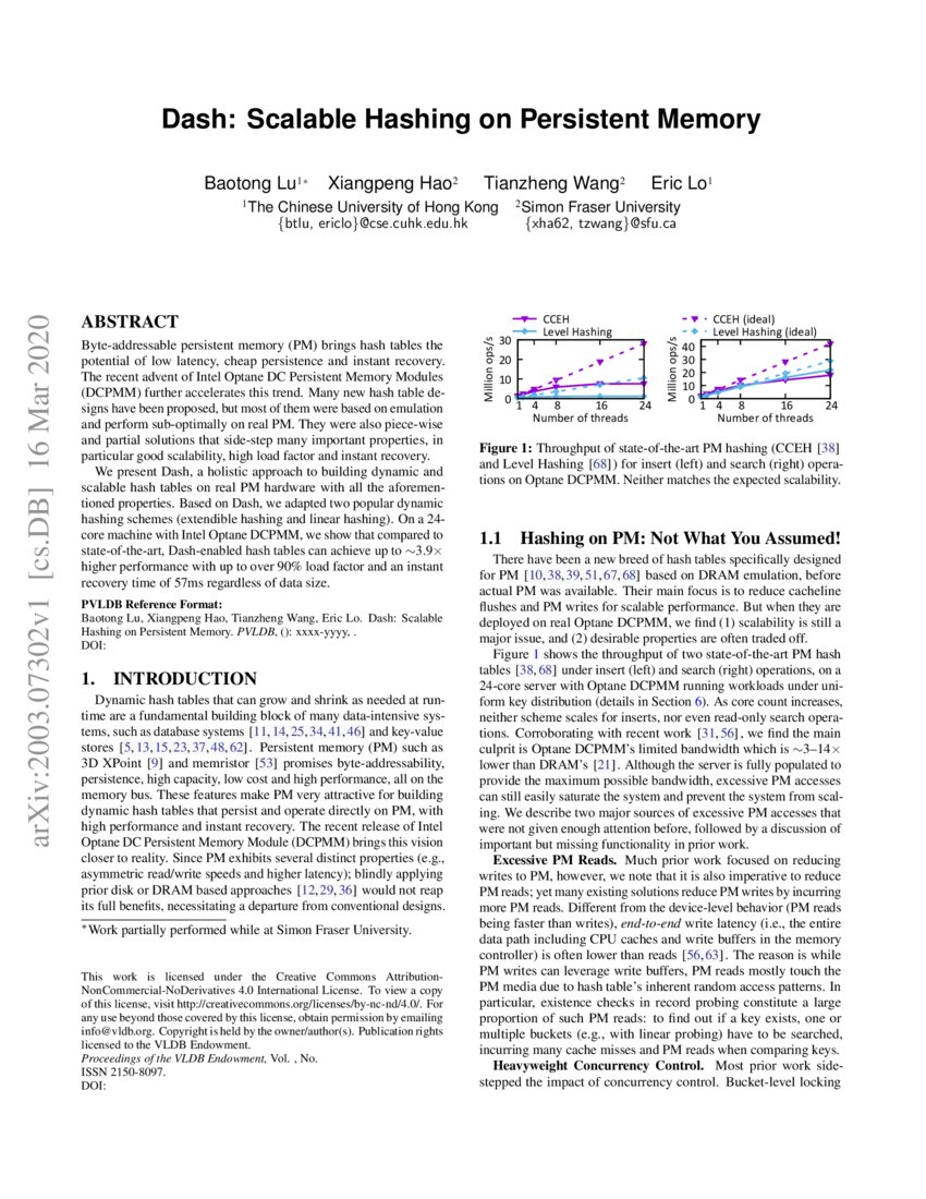 Dash: Scalable Hashing on Persistent Memory | DeepAI