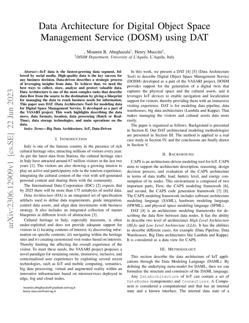 Data Architecture For Digital Object Space Management Service Dosm Using Dat Deepai 5143