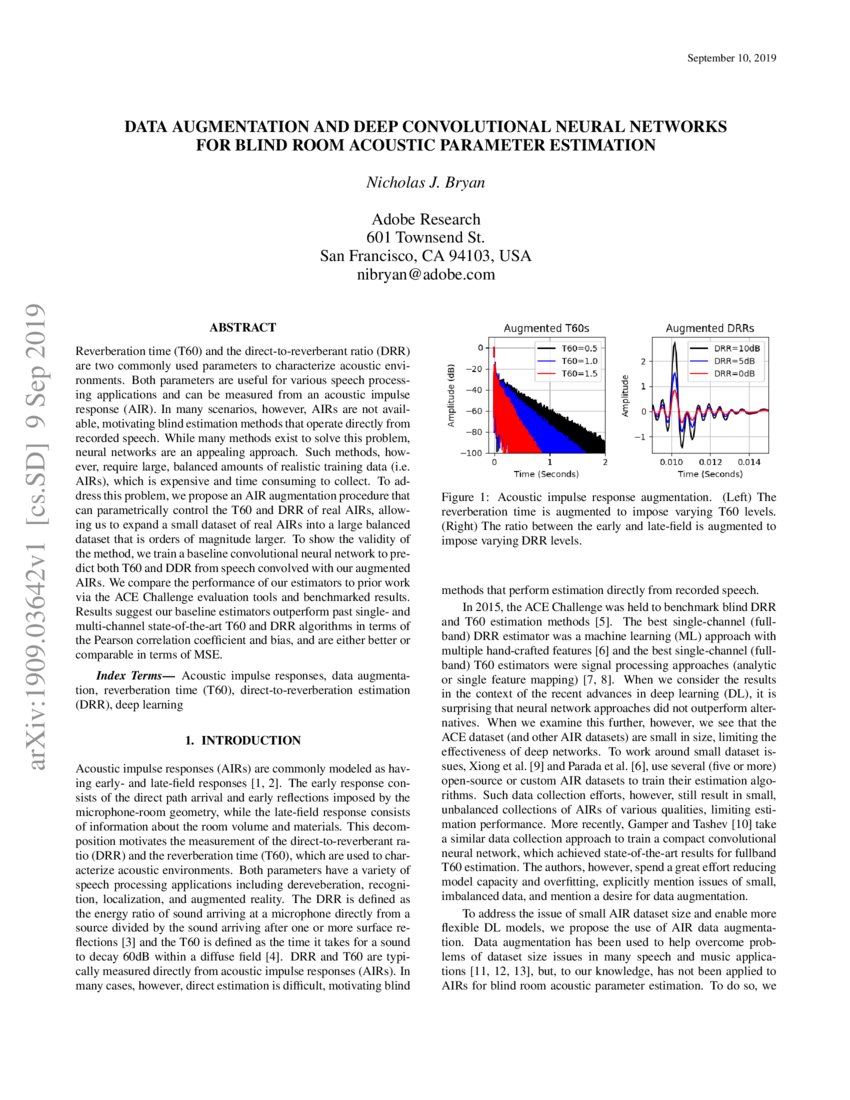 Data Augmentation And Deep Convolutional Neural Networks For Blind Room Acoustic Parameter