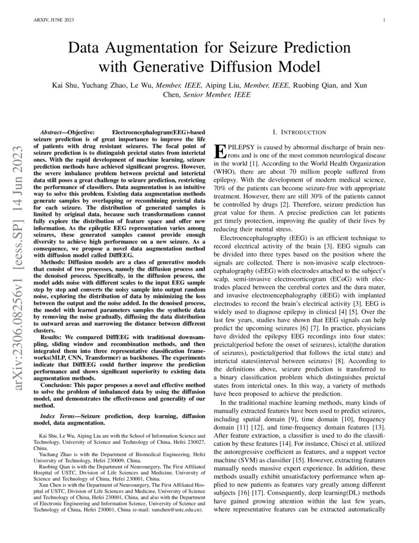 Data Augmentation For Seizure Prediction With Generative Diffusion