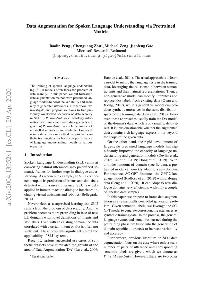 Data Augmentation for Spoken Language Understanding via Pretrained ...
