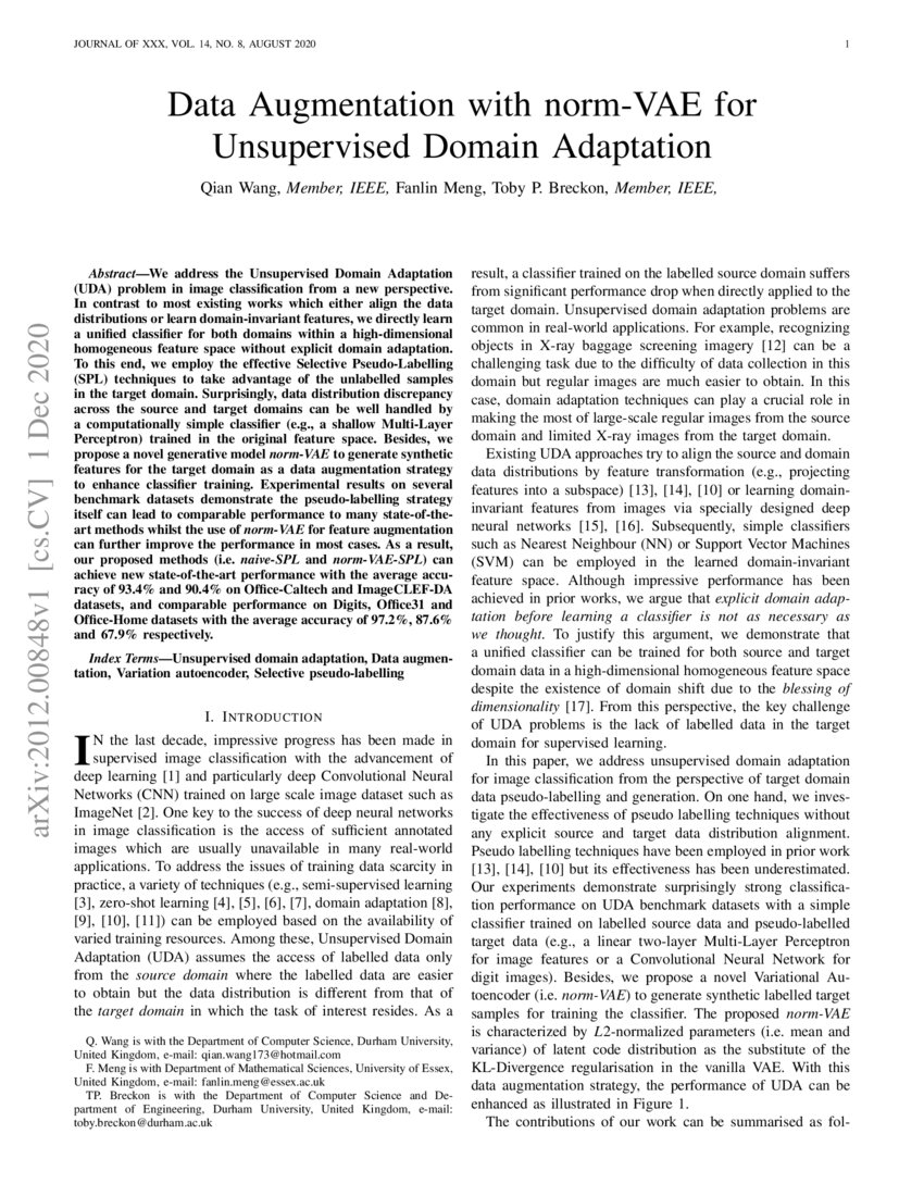 Data Augmentation with norm-VAE for Unsupervised Domain Adaptation | DeepAI Data Augmentation with norm-VAE for Unsupervised Domain Adaptation | DeepAI
