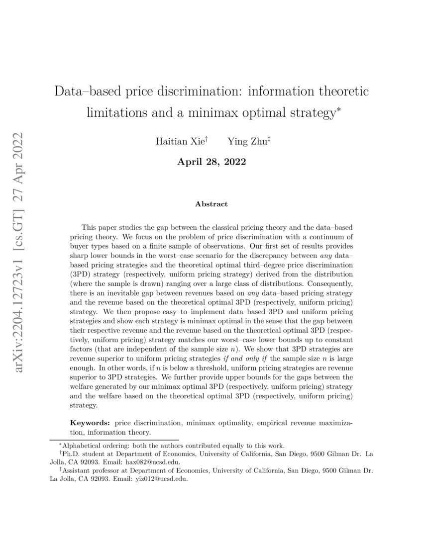 Data Based Price Discrimination Information Theoretic Limitations And