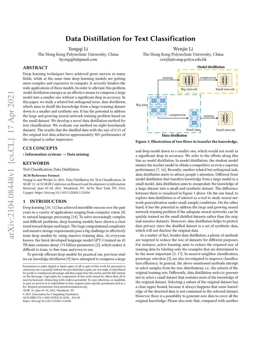 Data Distillation for Text Classification | DeepAI