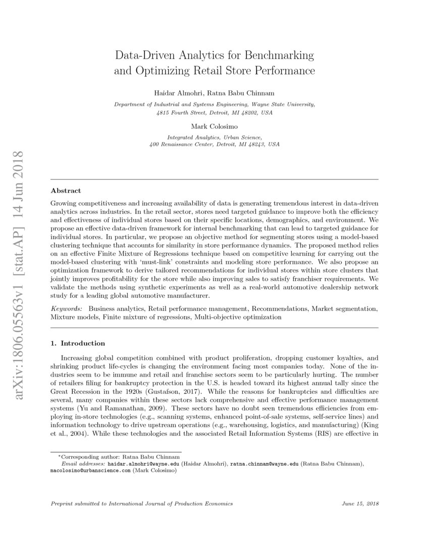 Data-Driven Analytics for Benchmarking and Optimizing Retail Store Performance | DeepAI