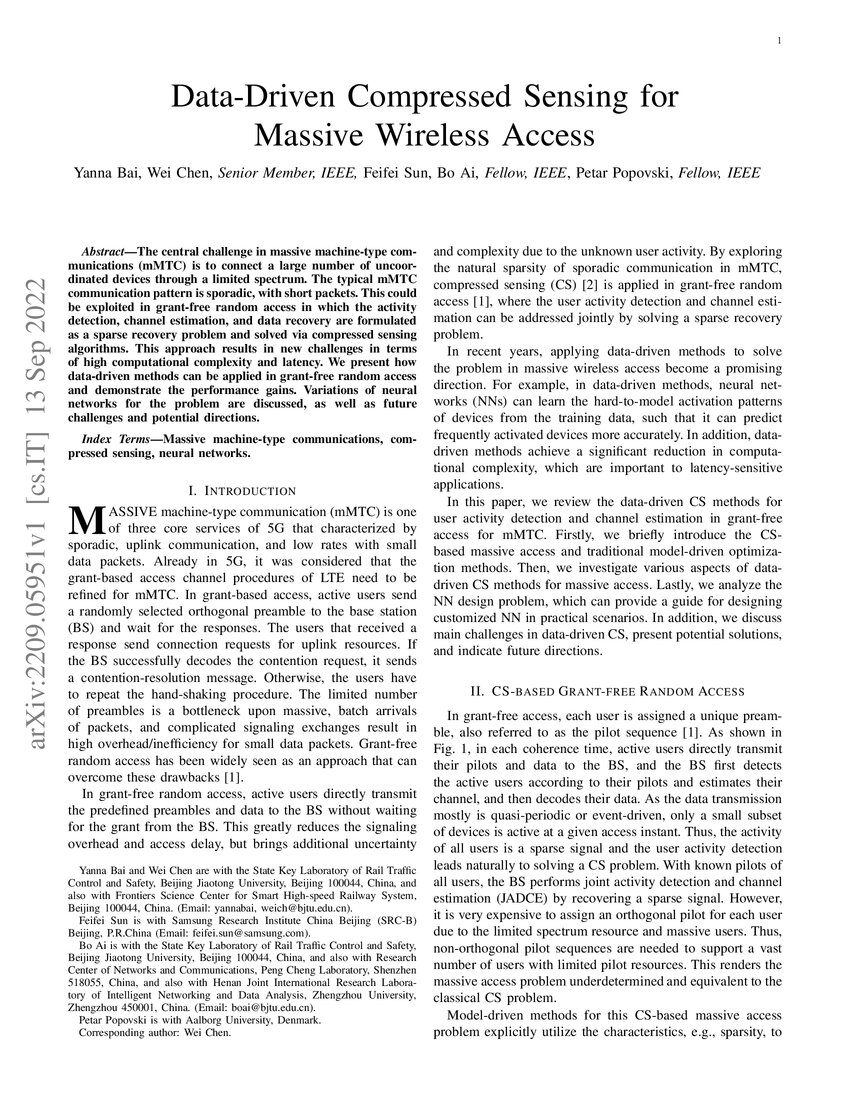 Data Driven Compressed Sensing For Massive Wireless Access Deepai 