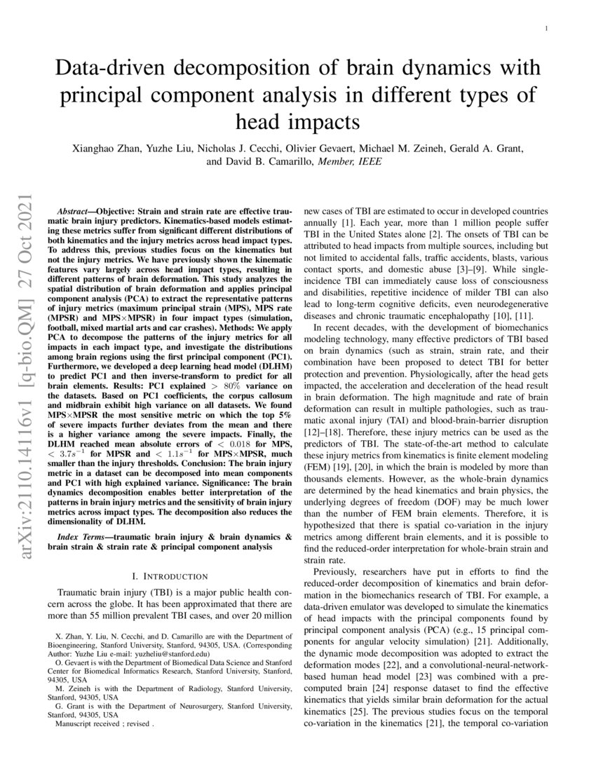 Data-driven decomposition of brain dynamics with principal component analysis in different types ...