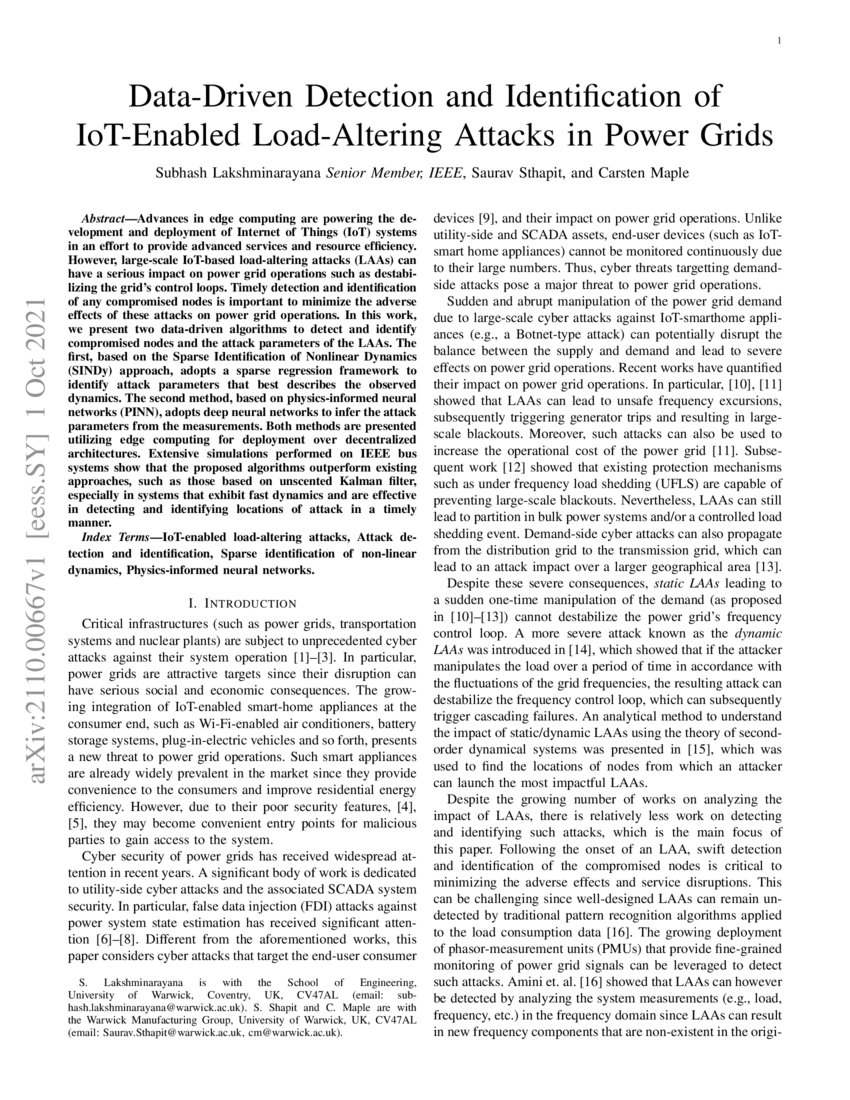 Data Driven Detection And Identification Of Iot Enabled Load Altering Attacks In Power Grids
