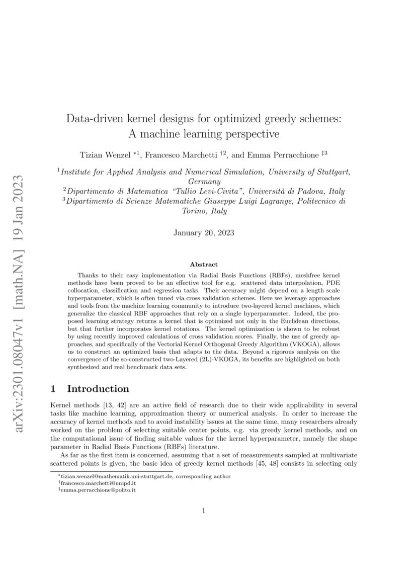 Data Driven Kernel Designs For Optimized Greedy Schemes A Machine Learning Perspective Deepai