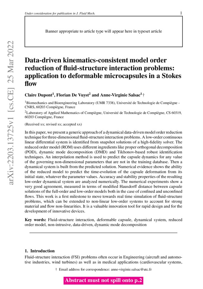 Data Driven Kinematics Consistent Model Order Reduction Of Fluid Structure Interaction Problems