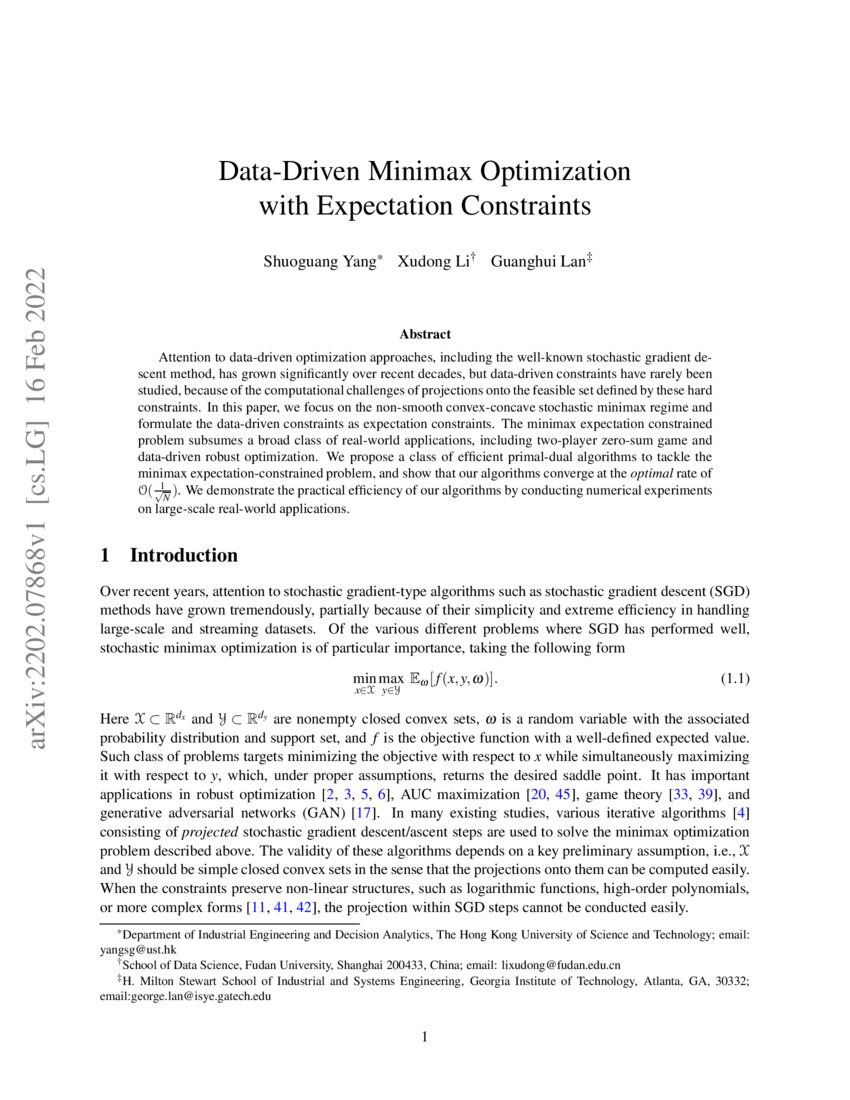 Data Driven Minimax Optimization With Expectation Constraints Deepai 0697