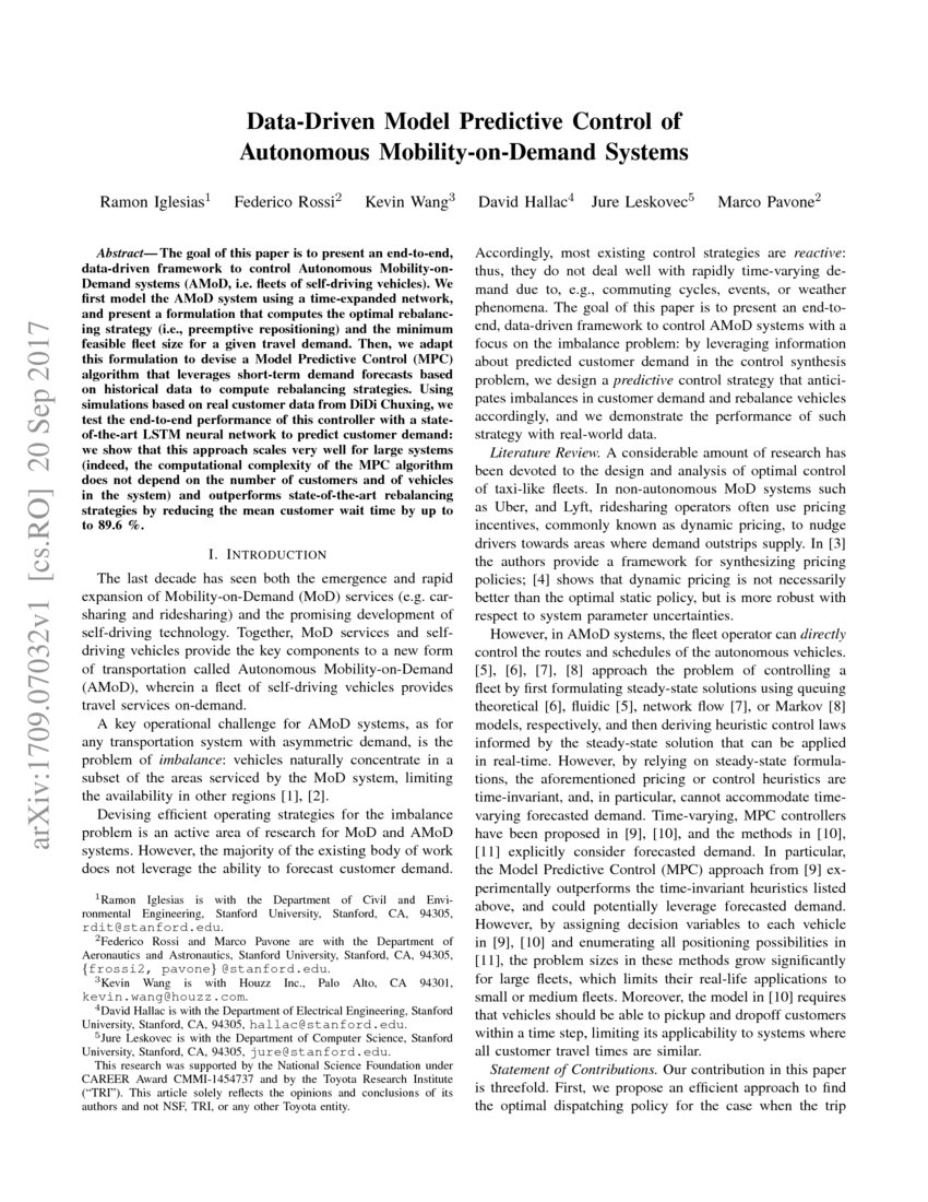 Data-Driven Model Predictive Control of Autonomous Mobility-on-Demand ...