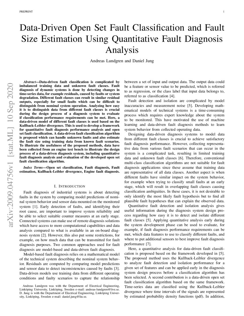 Data Driven Open Set Fault Classification And Fault Size Estimation