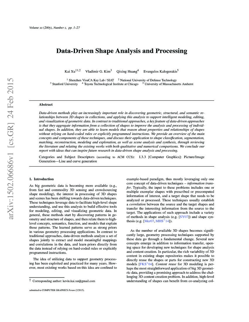 Data-Driven Shape Analysis and Processing | DeepAI