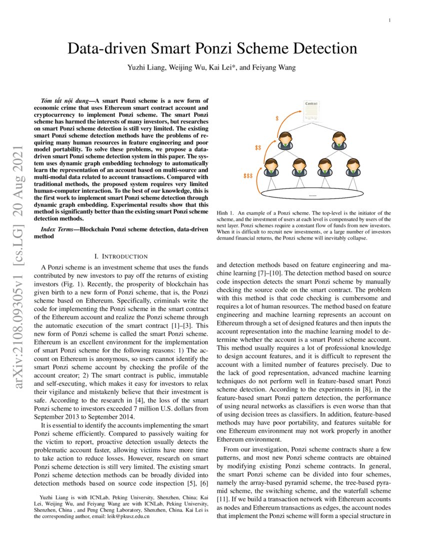 Data-driven Smart Ponzi Scheme Detection | DeepAI