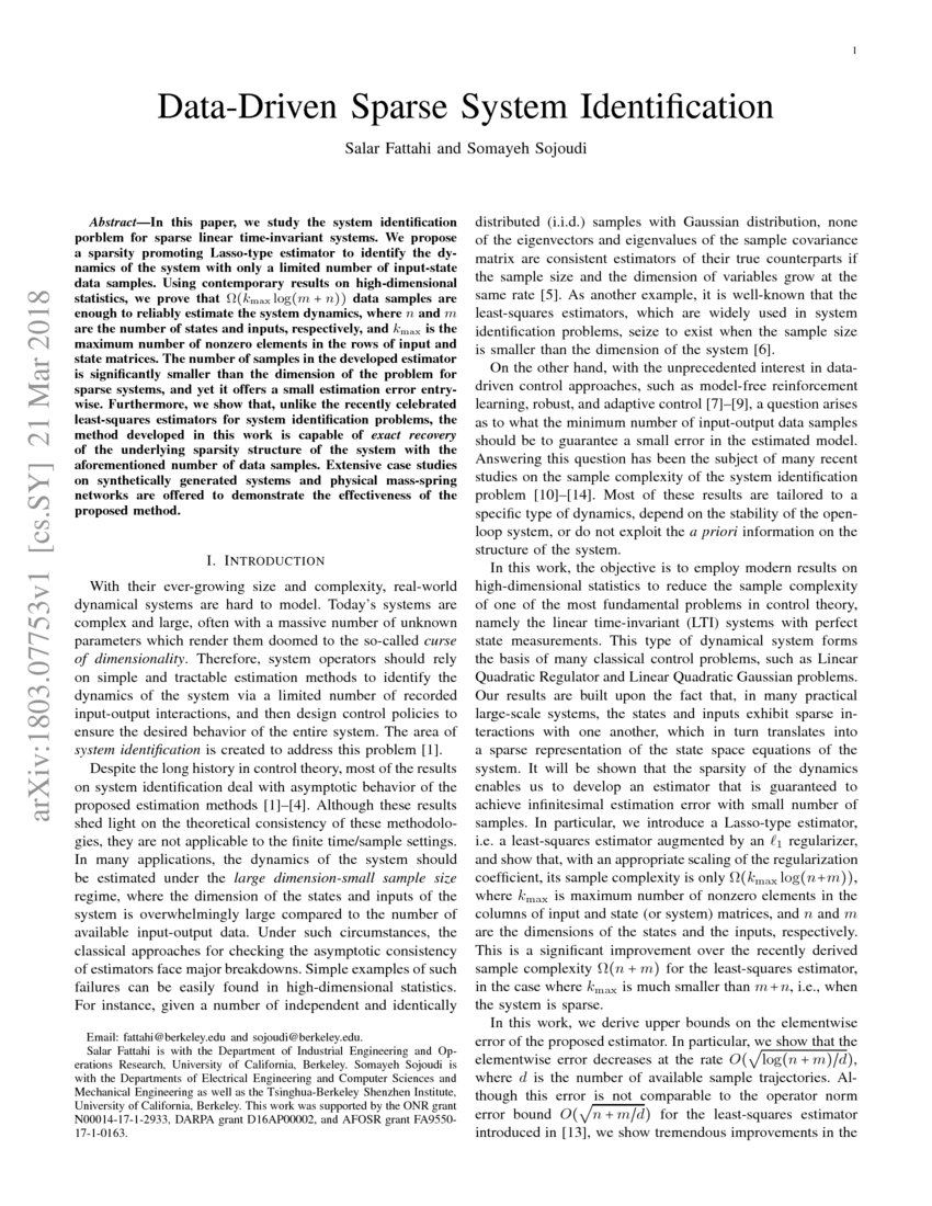 Data-Driven Sparse System Identification | DeepAI