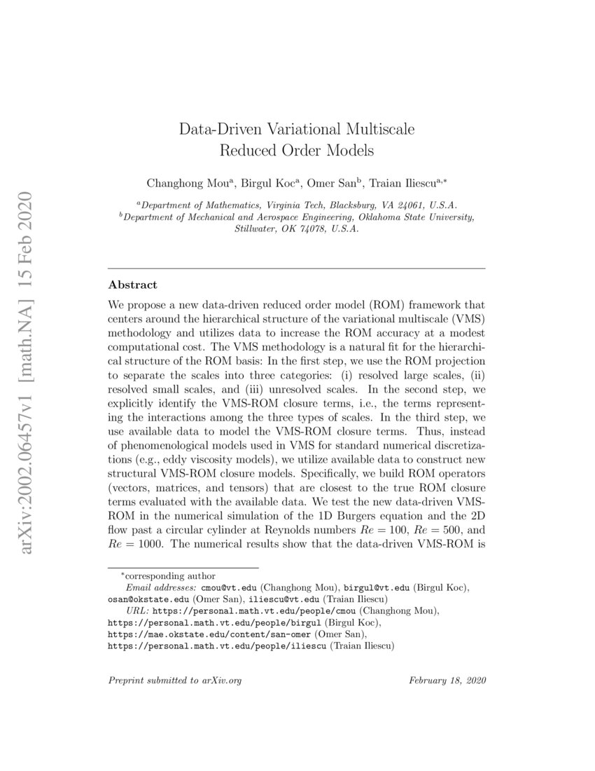 Data-Driven Variational Multiscale Reduced Order Models | DeepAI