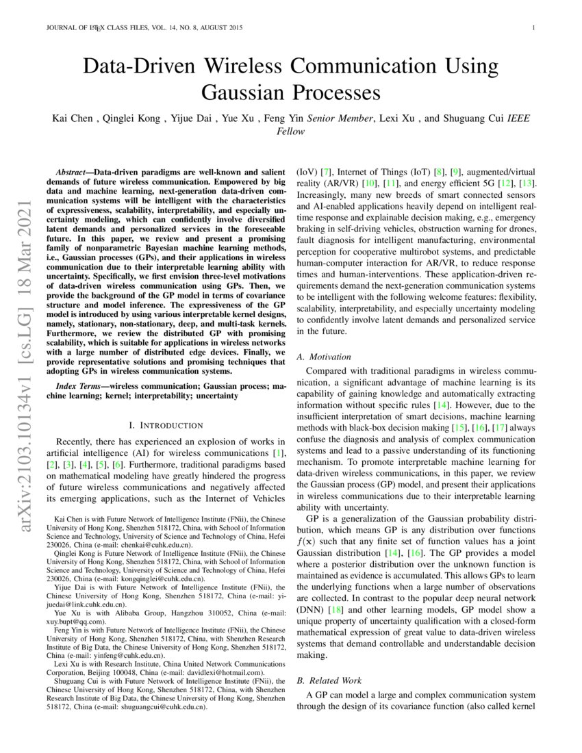 Data Driven Wireless Communication Using Gaussian Processes Deepai 