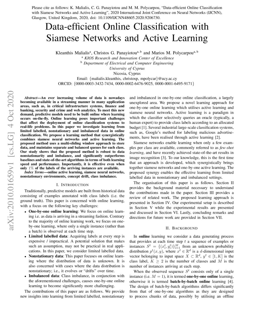 Data-efficient Online Classification with Siamese Networks and Active Learning | DeepAI