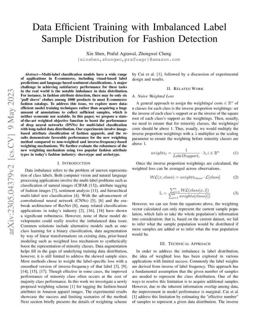 Data Efficient Training With Imbalanced Label Sample Distribution For Fashion Detection Deepai