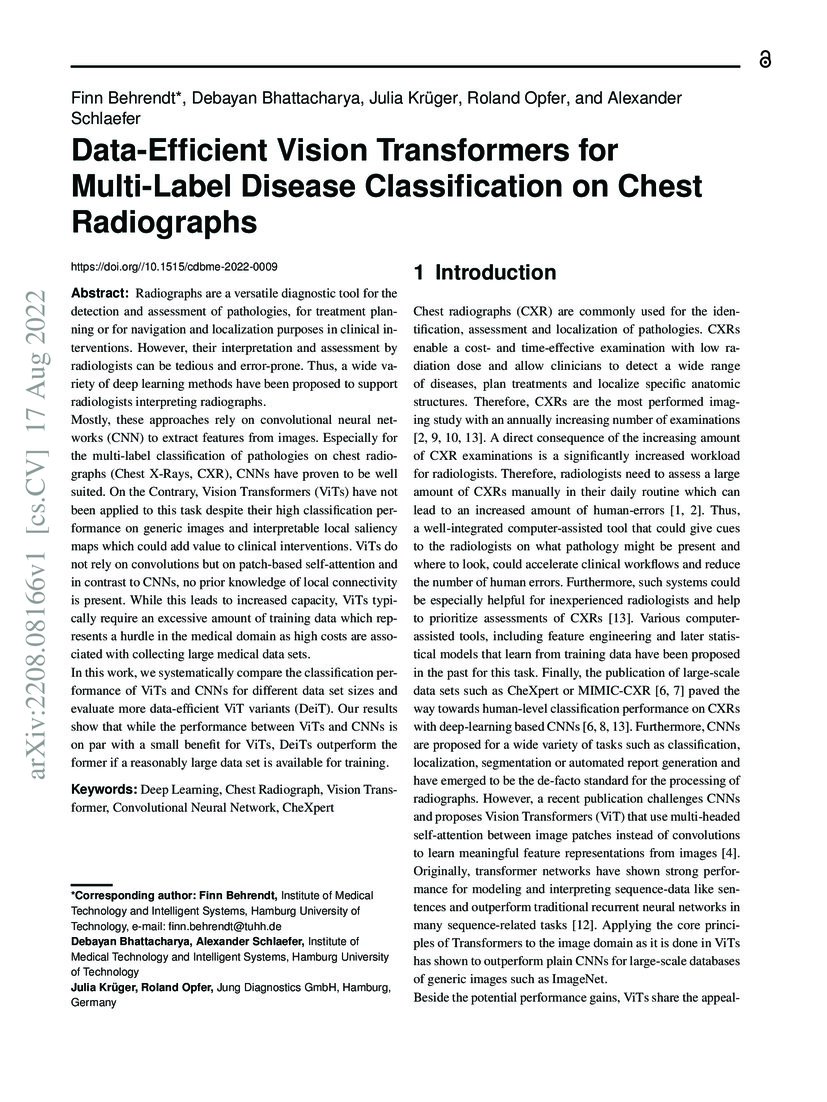 Data Efficient Vision Transformers For Multi Label Disease Classification On Chest Radiographs
