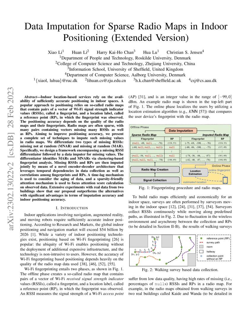 Data Imputation for Sparse Radio Maps in Indoor Positioning (Extended Version) | DeepAI